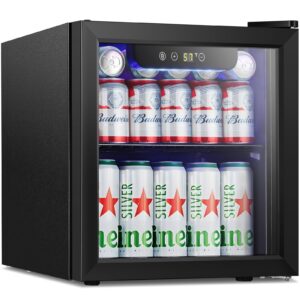 antarctic star mini fridge cooler - 12 bottle 48 can beverage refrigerator glass door for drinks or beer wine –small drink dispenser for home, office or bar, electronic knob control，1.3cu.ft.