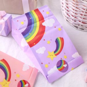 Shindel 24PCS Party Favor Bags, Rainbow Goodie Bags with Stickers, Small Gift Bags, Treat Bags, Colored Paper Bags For Kids Birthday Party favors and Party Supplies 4.7" x 3.1" x 8.7"