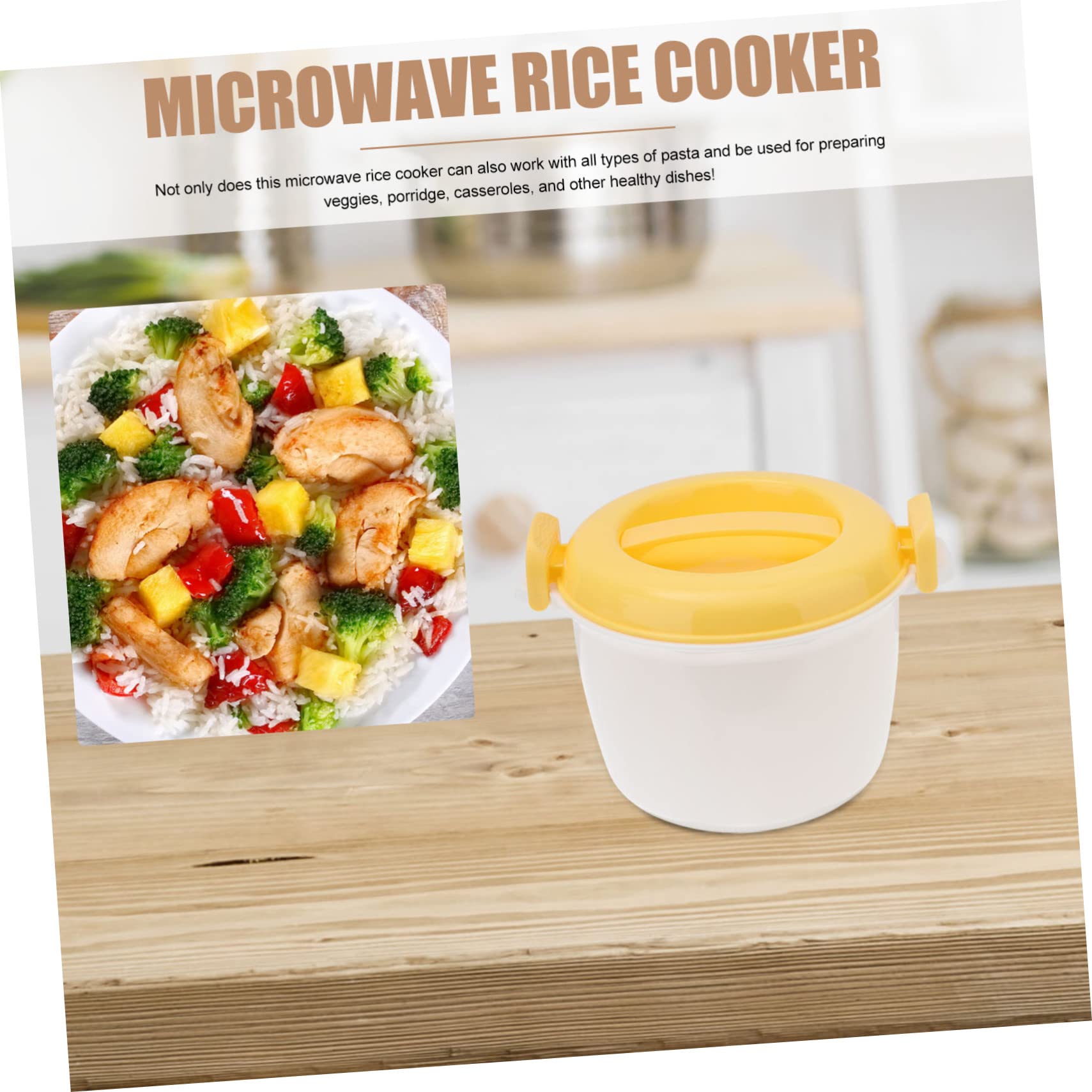 VINTORKY Rice Cooker Microwave Pasta Maker Microwave Safe Steamers Portable Microwave Rapid Rice Cooking Pasta Pot Microwave Rice Steamers Microwave Cup Cooker Office Plastic Food Non Stick