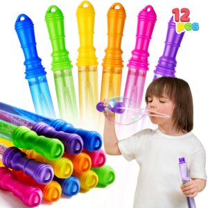 joyin 12 packs 17’’ giant bubble wands for kids, toddlers, bubble wand bulk with 12 pcs concentrated bubble solution for summer, party favors, outdoors toys, easter basket stuffers, birthday gift