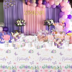 HIPVVILD Butterfly Baby Shower Decorations - A Little Butterfly Is On The Way Party Supplies, Plate, Napkin, Tablecloth, Fork, Pink Floral Butterfly Baby Girl Table Decorations Tableware | Serve 24