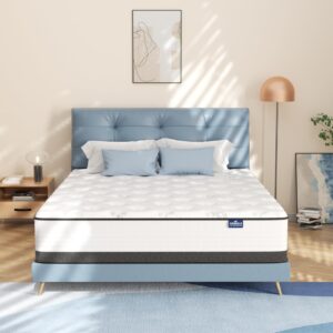 semielo king size mattress, 14 inch king mattress in a box, hybrid mattress with memory foam and pocketed coils for breathable and durable support, certipur-us certified