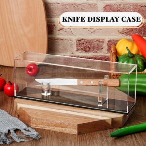 Suzile 2 Pcs Acrylic Knife Display Case Pocket Knife Display Stand with Clear Cover Collection Single Knife Display Box Holder Cabinet Protection, Black Base, 10.5 x 3.7 x 2.5 inches