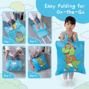 Glow in The Dark- Nap Mats for Daycare - Nap Mats for Preschool - Sleeping Mats for Kids- Dinosaur Nap Mat - Toddler Nap Mat with Pillow, Dinosaur Sleeping Bag for Kids 3-8