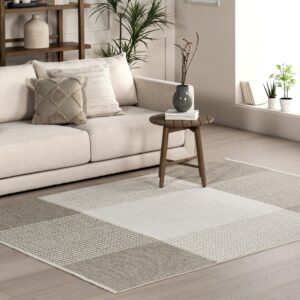 nuloom 3' x 5' versa collection reversible superiorwash area rug, machine washable, stain-resistant, easy storage, oeko-tex certified, kirby cream