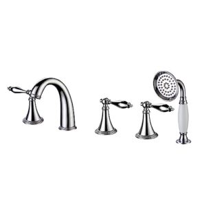 wudli bath mixer tap 5 hole deck mount bath shower tap, bathtub mixer tap with pull out handheld shower