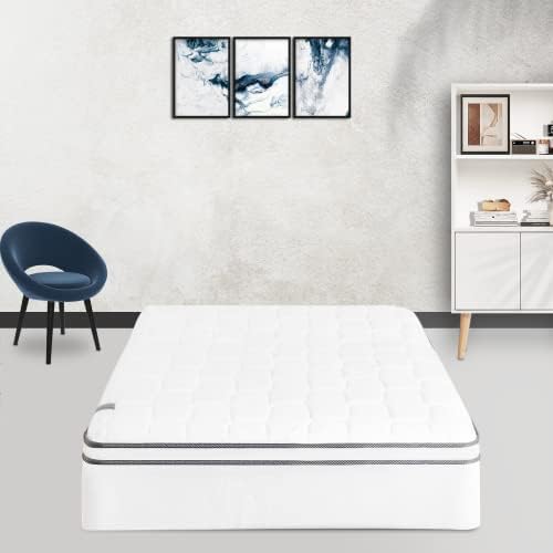 Nutan 10-inch Medium Firm with Eurotop Mattresses Provide Ultimate Comfortable and Relaxation, Complete Body Support, Maintain Correct Posture, White, Full XL