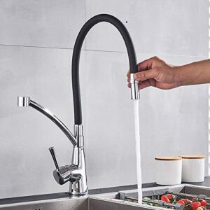 kitchen tap with hose kitchen mixer faucet 360° pull down kitchen faucet, chrome with black free rotation one modes kitchen tap, hot cold mixer crane bath sink tap faucets kitchen