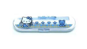 kitty's pretty in blue flatware set in case - spoon & chopsticks