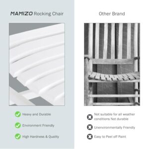 MAMIZO Wooden Rocking Chair Outdoor with High Back,Rocking Chair Indoor Oversized Easy to Assemble for Garden,Lawn, Balcony, Backyard,Porch,Wooden Rocking Chair,Porch Rocker（White）