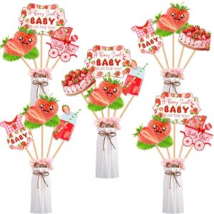 balterever strawberry baby shower decorations for girl 24pcs a berry sweet baby is on the way centerpieces party supplies strawberry baby shower centerpieces sticks berry sweet summer fruit party