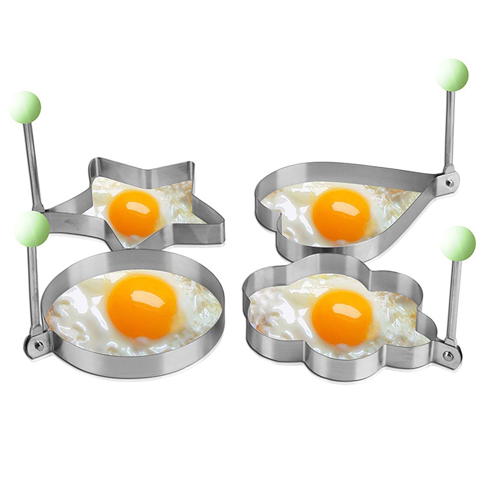 Stainless Steel Egg Molds, 5 Pack 3.5 Inch Different Shape Silver Egg Ring Molds for Cooking and Griddle of Egg, Flapjack, and Bread and Chocolate (5)