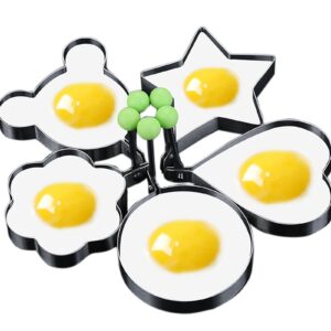 Stainless Steel Egg Molds, 5 Pack 3.5 Inch Different Shape Silver Egg Ring Molds for Cooking and Griddle of Egg, Flapjack, and Bread and Chocolate (5)