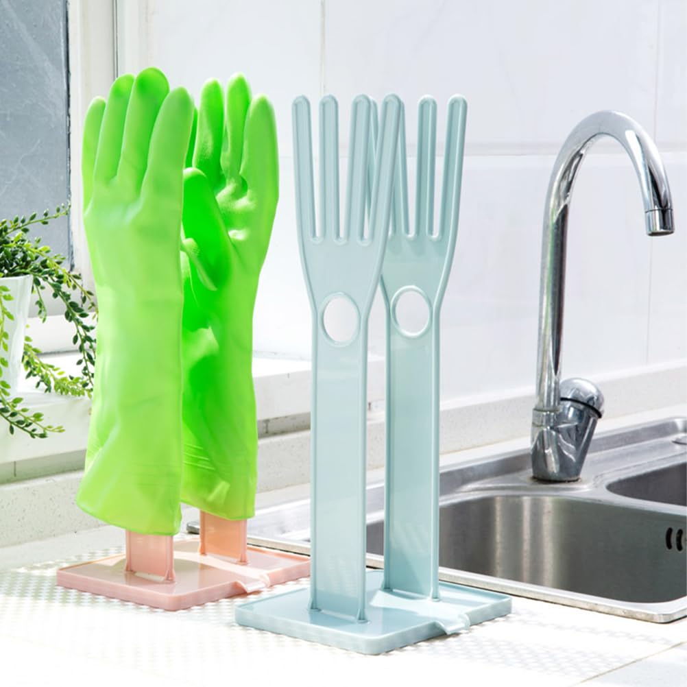 PRETYZOOM 2pcs Kitchen Glove Holder, Plastic Glove Drying Rack Rubber Gloves Drying Stand, Kitchen Sink Drain Rack for Dish Gloves Sponges