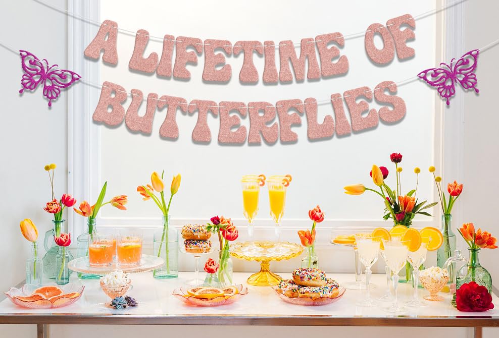 A Lifetime of Butterflies Banner, Butterfly Bridal Shower Decor Sign, Butterfly Theme Wedding Bachelorette Party Decorations, Butterfly Themed Engagement Party Supplies