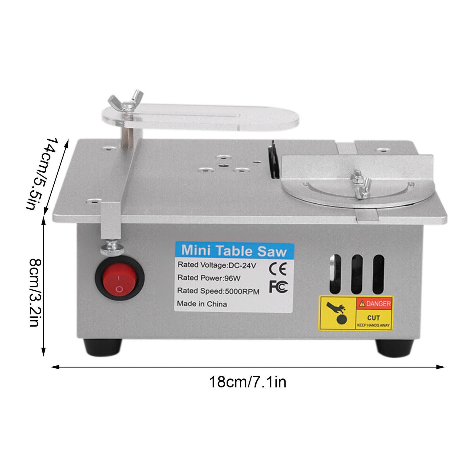 Bachin Mini Hobby Table Saw Handmade Woodworking Bench Saw 1/2" Adjustable Cut Depth, Seven Speed Adjustable Power Supply, Small Hobby Table Saw for Miniature Wood Craft Cutting