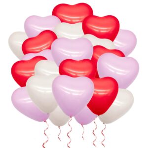 60-piece 12-inch red, white, pink heart-shaped latex balloons set - romantic love heart balloons decorations for valentine's day, anniversary, wedding, bridal shower, propose, birthday party favor