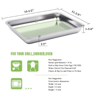 KAMaster 15.5 in 304 Stainless Steel Roasting Pan Non-Stick Big Roaster Pan,Large XLarge Green Eggs Grilling Pan or Drip Pan for Turkey,Durable Baking Pan Lasagna Pan,Dishwasher Safe