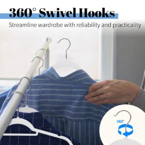 Smartor White Velvet Hangers 60 Pack, Space Saving Clothes Hangers with Tie Bar, Non-Slip Felt Hangers with Shoulder Notches, Heavy Duty Suit Hangers for Coat, Shirt, Pants, Dress