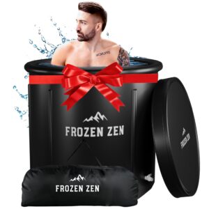 frozen zen ice bath tub for athletes with lid, portable ice bath, outdoor cold plunge tub, large inflatable ice bath, cold water therapy training (1, solid black)