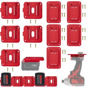 tairda 10packs battery holder tool holder, 5 packs battery holder for milwaukee m18 18v battery, 5 packs tool holder wall mount for milwaukee m18 18v tools