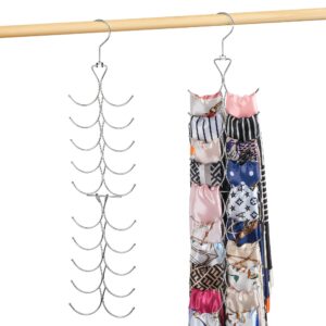 omhomety scarf hanger for closet, 20 large capacity scarf organizer, space saving scarf holder hijab rack closet organizers and storage, silver 1 pack