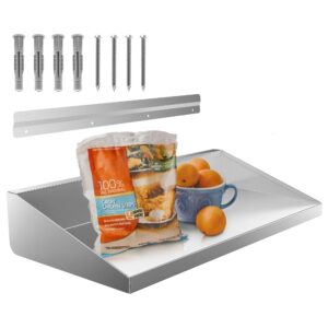 zeropone stainless steel wall shelf 8.6 x 24 inches 56 lbs load heavy, heavy-duty wall-mounted floating shelf with backsplash, equipped with silicone mat. for restaurant, home, kitchen, hotel