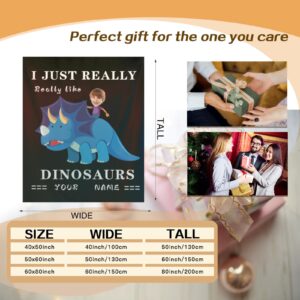 Custom Dinosaur Blanket for Boys Personalized Dinosaur Blankets with Photos and Names（B）