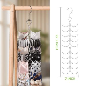 OMHOMETY Scarf Hanger for Closet, 20 Large Capacity Scarf Organizer, Space Saving Scarf Holder Hijab Rack Closet Organizers and Storage, Silver 1 Pack