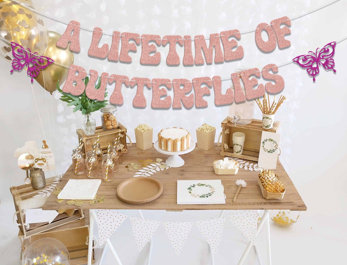 A Lifetime of Butterflies Banner, Butterfly Bridal Shower Decor Sign, Butterfly Theme Wedding Bachelorette Party Decorations, Butterfly Themed Engagement Party Supplies