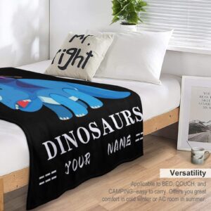 Custom Dinosaur Blanket for Boys Personalized Dinosaur Blankets with Photos and Names（B）