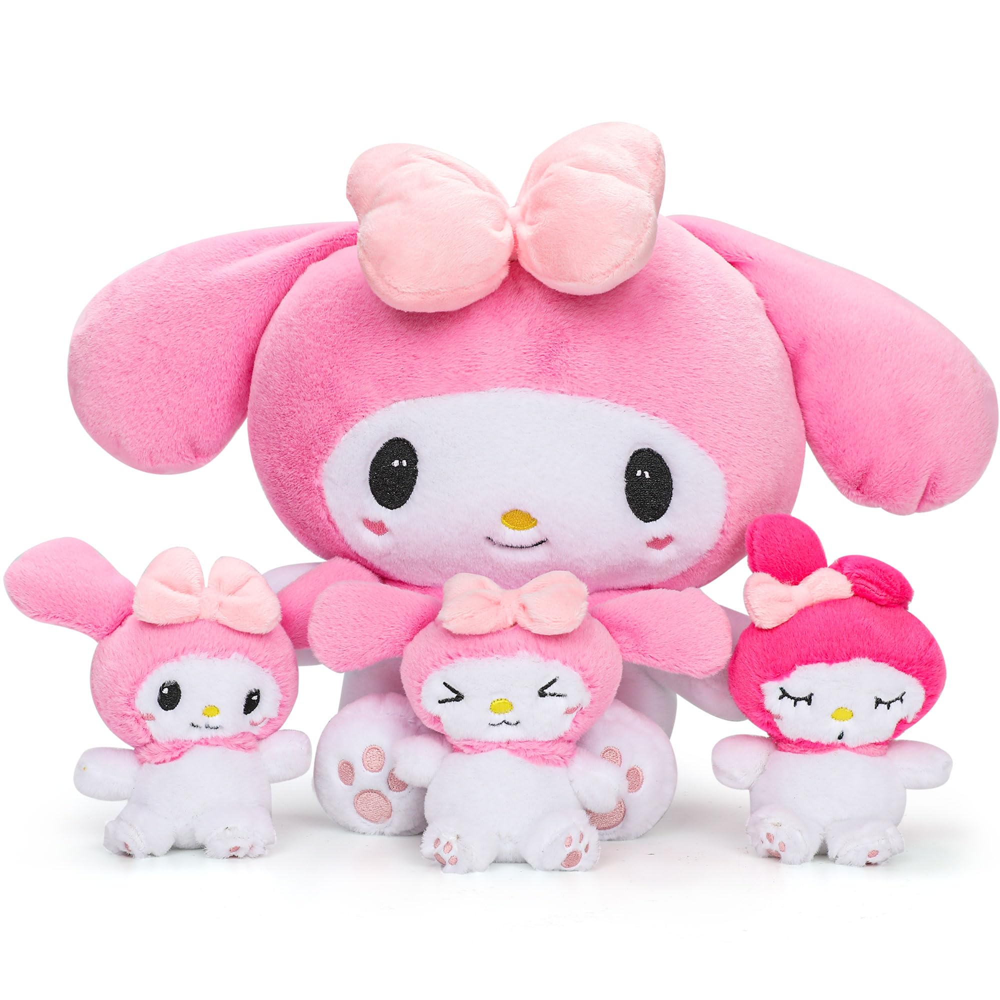 Teluhui 16 Inch Anime Plush - Japanese Anime Mommy with 3 Babies Plush Kawaii Stuffed Animals Plushie Pillows Decor Gift Birthday Thanksgiving for Fans Boys Girls