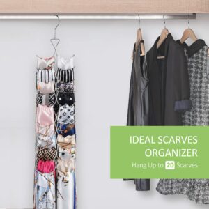 OMHOMETY Scarf Hanger for Closet, 20 Large Capacity Scarf Organizer, Space Saving Scarf Holder Hijab Rack Closet Organizers and Storage, Silver 1 Pack