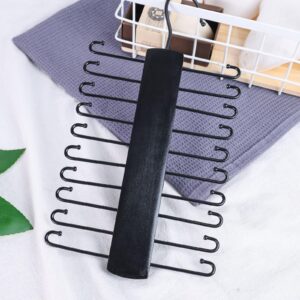 JOHOUSE Wooden Tie Rack, Tie Hanger for Men Closet 20 Hooks 360 Degree Rotating Tie Organizer Hanging Space Saving Holder for Belt Scarf Tie Black