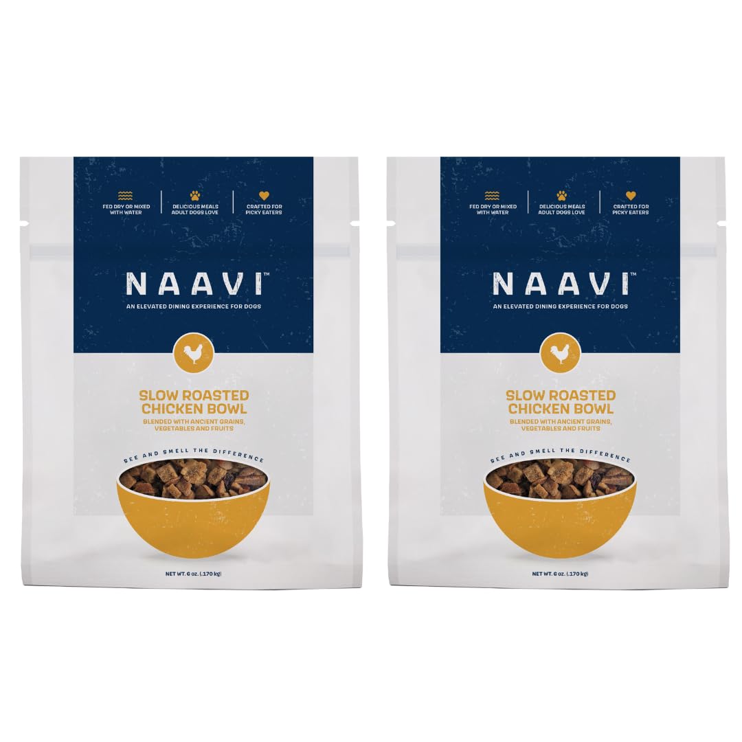 Naavi Slow Roasted Chicken Bowl with Ancient Grains, Vegetables & Fruits, Formulated to Support Gut & Immune Health in Adult Dogs - 6oz (2pack)