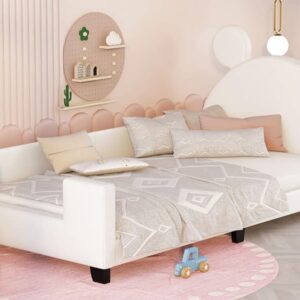 Harper & Bright Designs Twin Size Upholstered Daybed with Carton Ears Shaped Headboard Bed Frame for Boys Girls Kids Adults Toddler, White