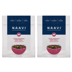 naavi slow roasted beef bowl with ancient grains, vegetables & fruits, premium dog food topper for adult dogs - 6oz (2pack)