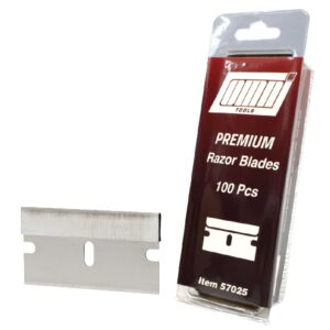 single edge razor blades, industrial razor blades for scraper, flat razor blade, one edge, single sided razor blade, suitable for removing labels, decals, stickers and old paint (100 pcs)