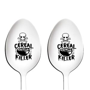 2pcs funny cereal killer spoon -unique birthday gift - boyfriend - teenager - husband - friends-stainless steel spoon cereal and coffee christmas gift