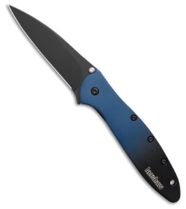 kershaw leek pocket knife, limited release gradient blue/black aluminum handle, black 3" magnacut wharncliffe blade, spring assisted knife, edc folding knife