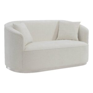 acme furniture odette upholstered chenille loveseat with 2 pillows in beige