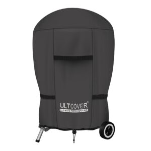 ultcover outdoor waterproof charcoal kettle grill cover for most 22 inch round smoker size up to 28” dia x 35” h, black