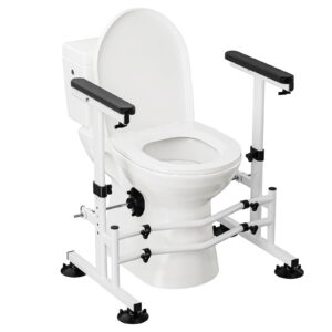 wayes toilet safety rails - toilet arms for elderly and disabled, fit for most toilet, up to 350 lbs, adjustable height & width