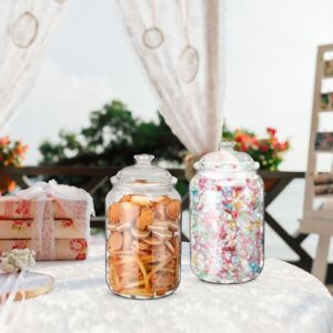 Nuogo 2 Pcs 1/1.5 Gallon Candy & Cookie Jar Plastic Jars with Lids Decorative Apothecary Jars Candy Buffet Containers Clear Airtight Food Storage Canister Home Decor Centerpiece (1 Gallon 128 oz)