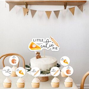 Cutie Pie Cake Topper Set - Little Cutie Pie Cake Topper with 12Pcs Pie Double-sided Cupcake Toppers, Cutie Pie Baby Shower Decorations, Pie First Birthday Decor, Baking Party Supplies for Boys Girls