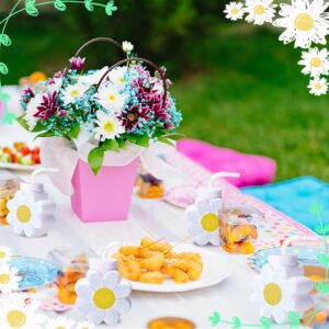 Domensi 12 Pcs Daisy Flower Cups with Lids and Straws, 10 oz Daisy Flower Plastic Cups for Daisy Birthday Party, Daisy Themed Party, Wedding Baby Shower Party Decorations Supplies