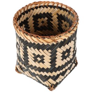 bestoyard bamboo woven trash can, wicker waste basket round garbage cans flower arrangement basket magazine holder laundry basket rattan garbage bin farmhouse decor