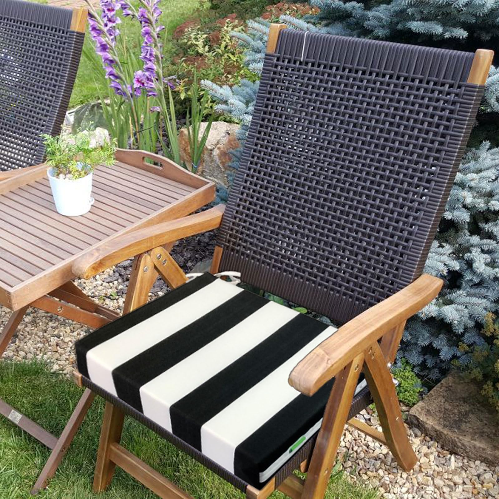 Incoroy Outdoor Chair Cushions for Patio Furniture Set of 2, Patio Seat Cushions with Ties 18.5''x 16'', Water Repellant Outdoor Cushions Patio Furniture Cushions, Outdoor Chair Pads Fade Resistant