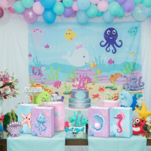 Outus 24 Pcs Mermaid Birthday Party Favor Bags Mermaid Gift Bags Under the Sea Goodie Treat Gift Wrap Bags Kraft Paper Candy Bags for Kids Mermaid Princess Baby Shower Party Supplies