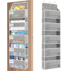 over the door organizer storage, 44lbs weight capacity hanging door organizer, behind door organizer with 5 large pockets 10 mesh side pockets 5 pvc pouches for nursery bathroom bedroom pantry